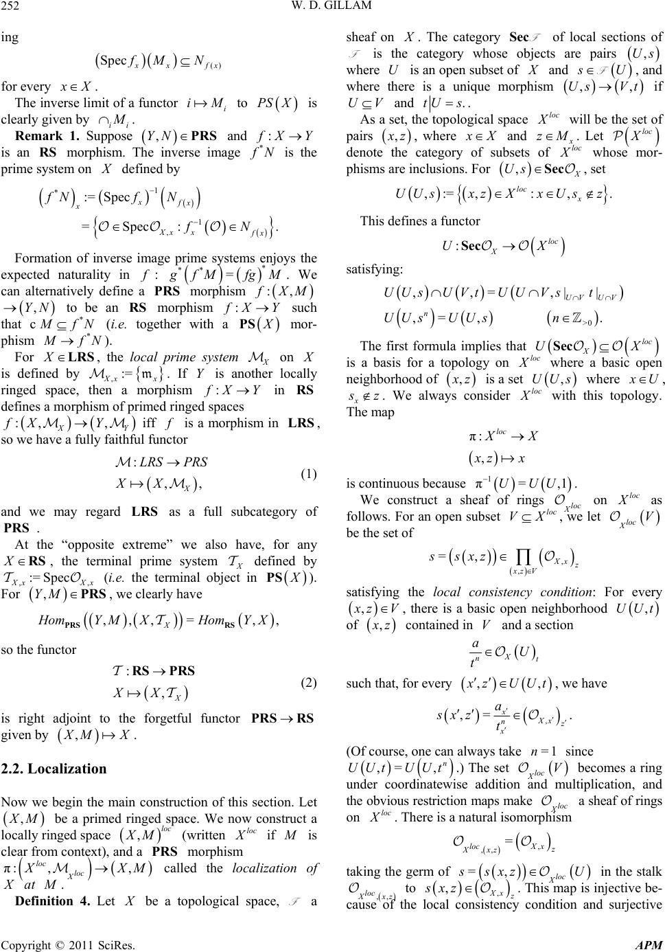 Localization of Ringed Spaces