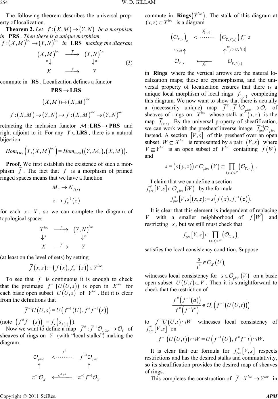 Localization of Ringed Spaces