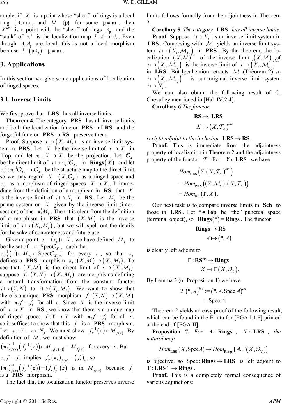 Localization of Ringed Spaces