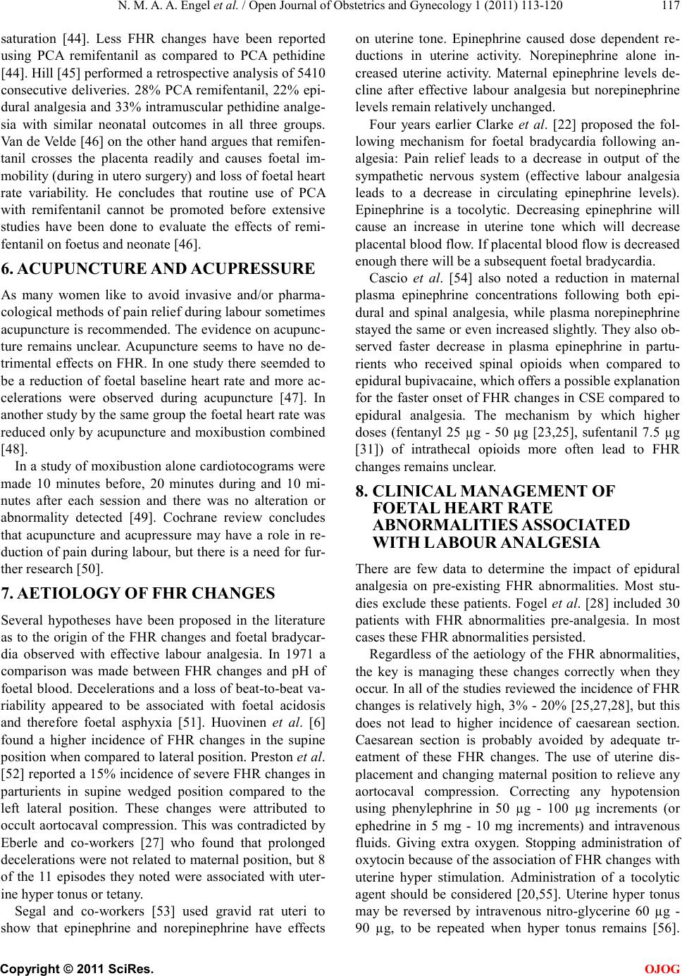Labour analgesia effects on foetal heart rate. A mini-review