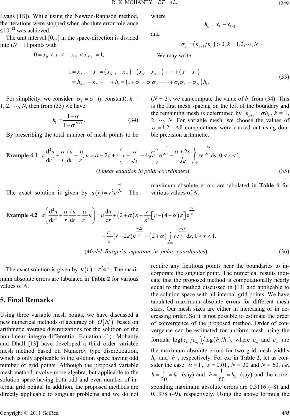 High Accuracy Arithmetic Average Discretization for Non-Linear Two Point Boundary Value Problems ...