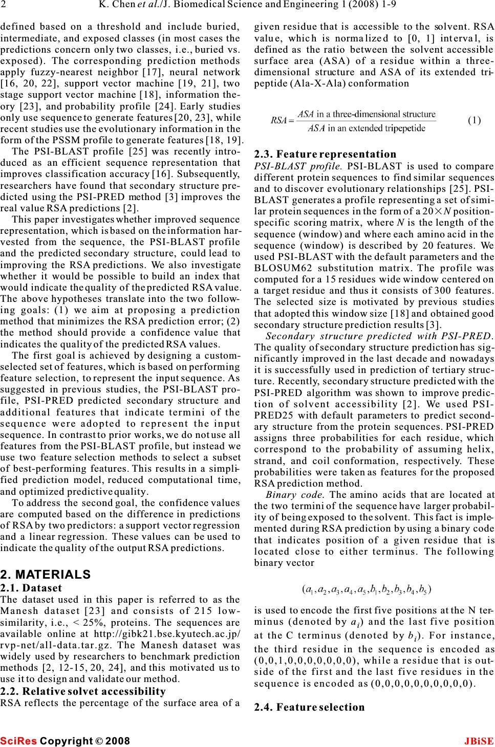 Sequence Based Prediction Of Relative Solvent Accessibility Using Two Stage Support Vector