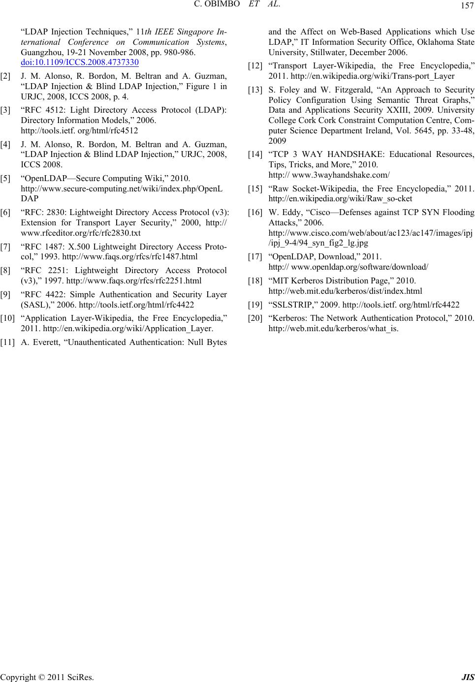 Vulnerabilities of LDAP As An Authentication Service