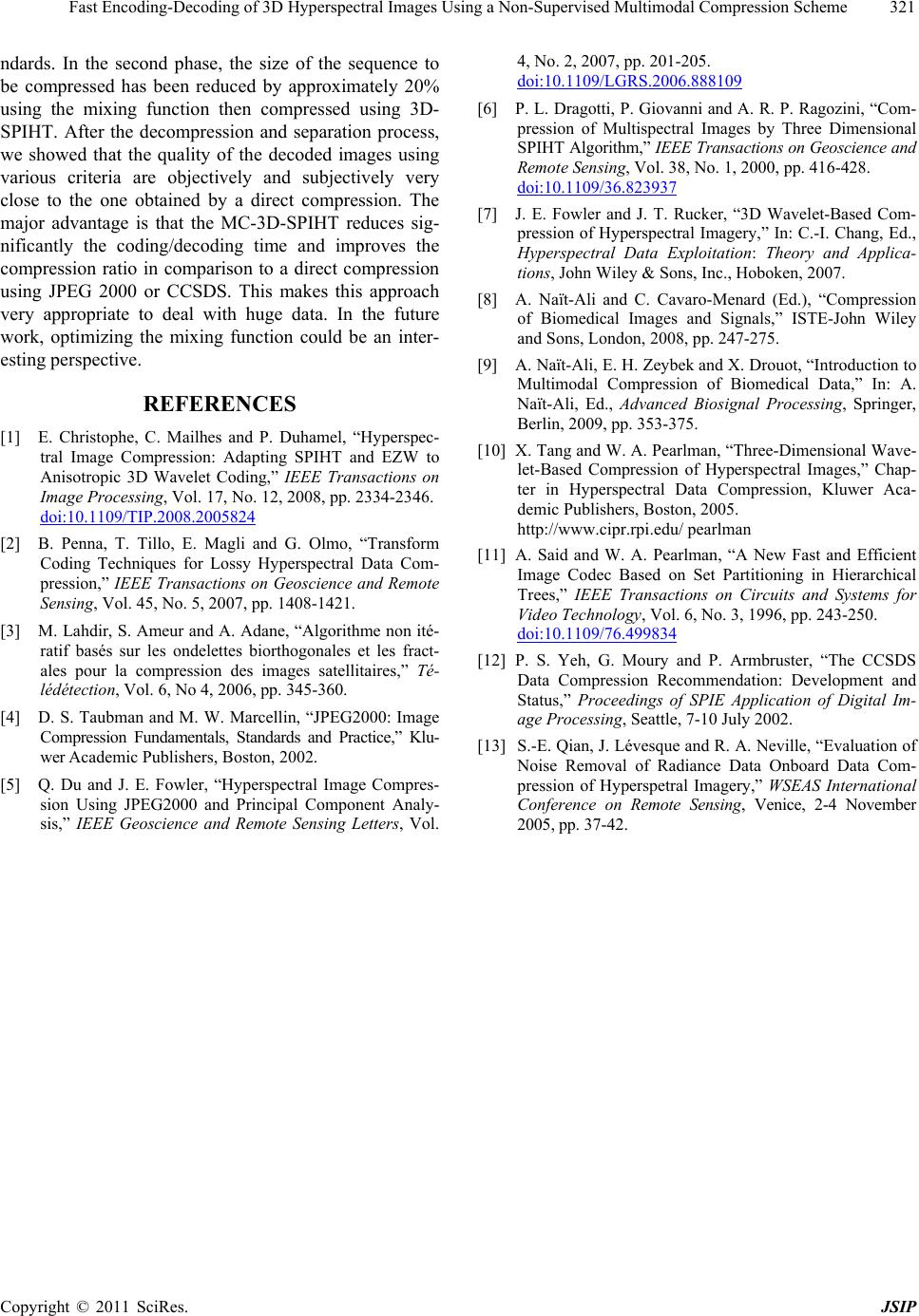 Fast Encoding Decoding Of 3d Hyperspectral Images Using A Non Supervised Multimodal Compression