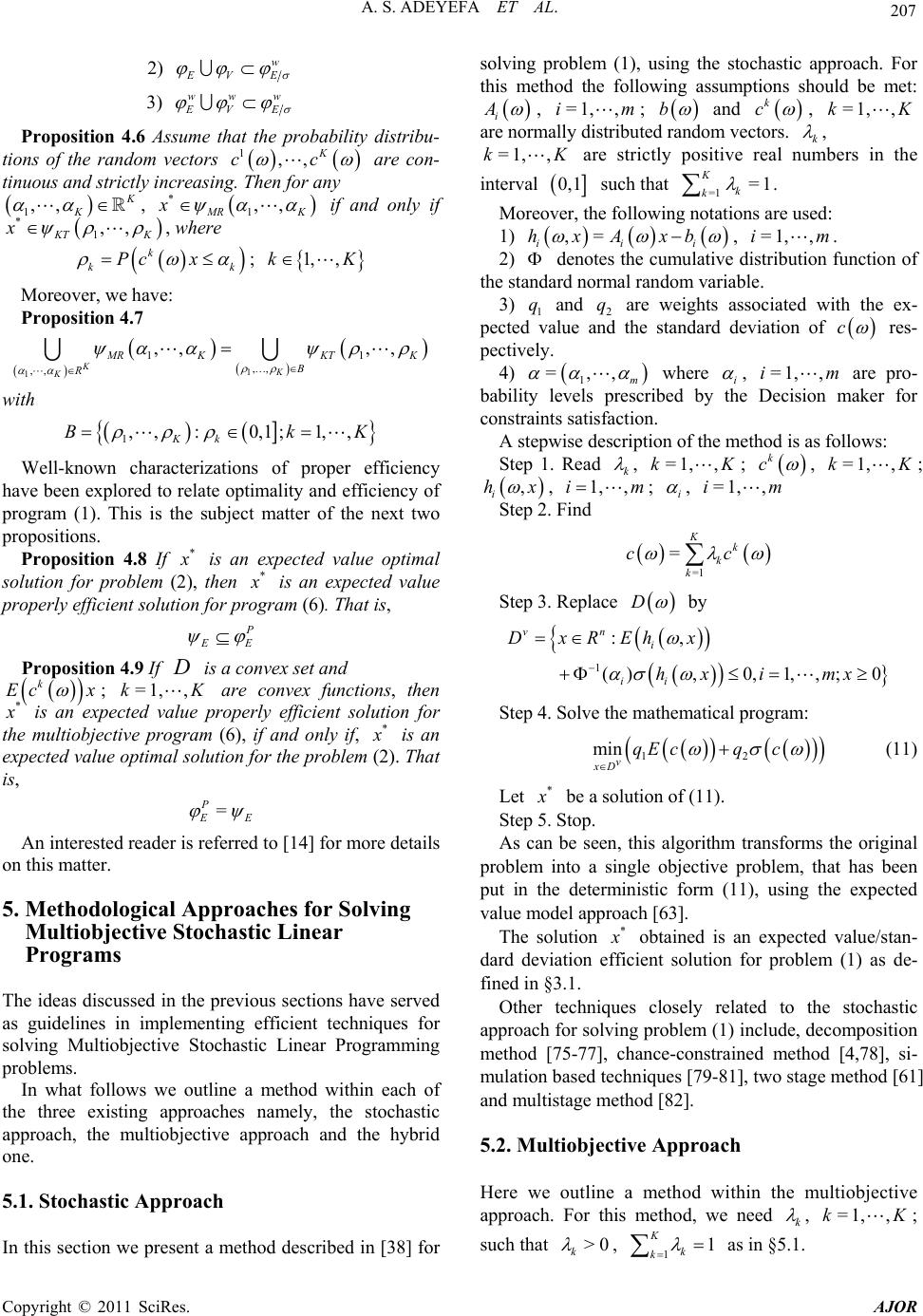 Multiobjective Stochastic Linear Programming An Overview