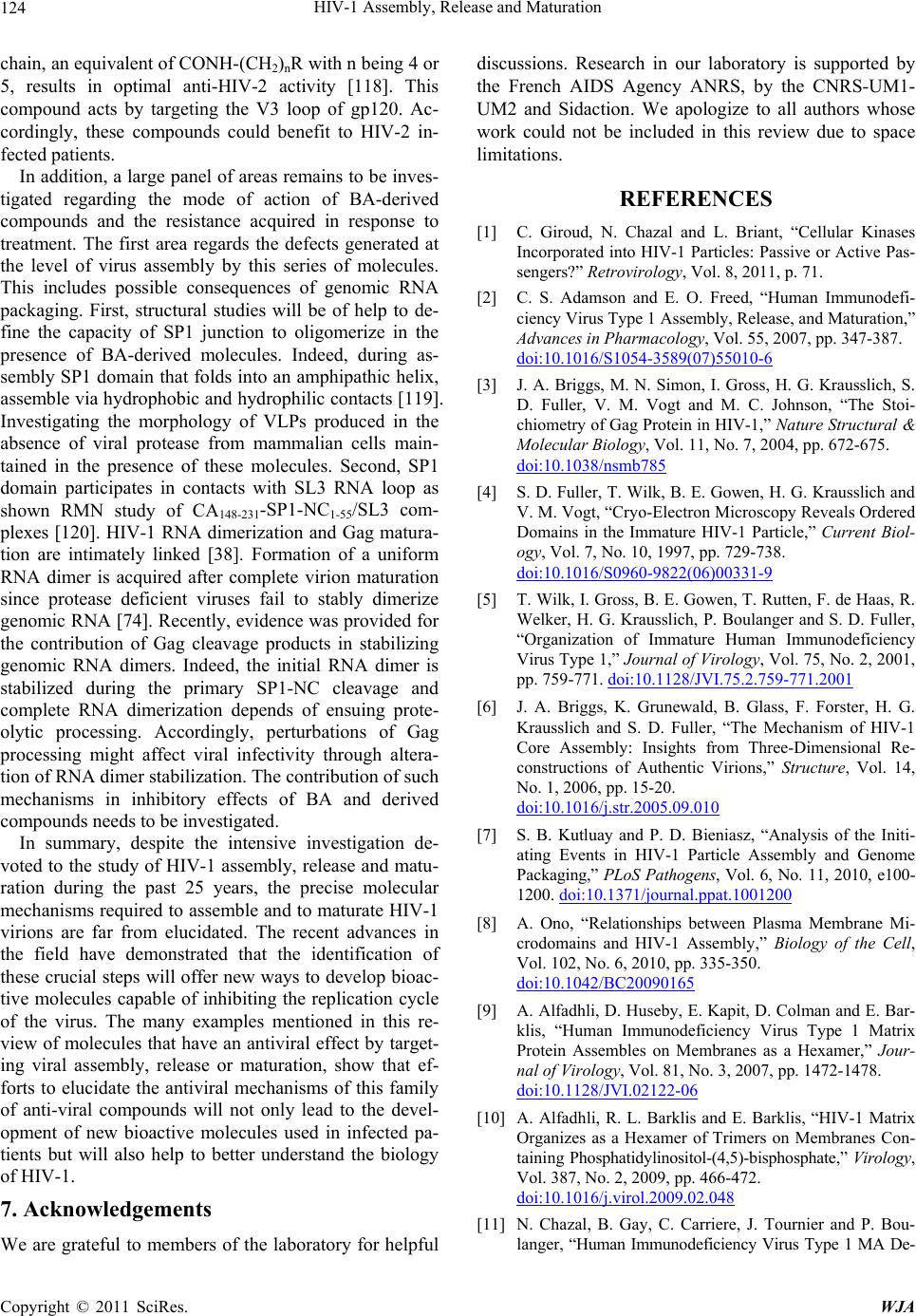 HIV-1 Assembly, Release and Maturation