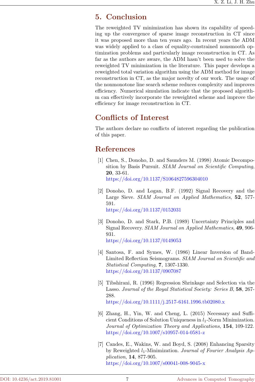 A Reweighted Total Variation Algorithm with the Alternating Direction Method for Computed Tomography