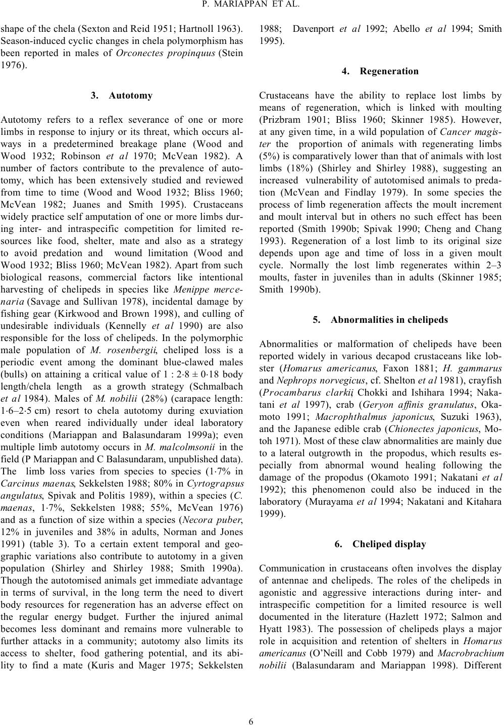 Decapod crustacean chelipeds: an overview